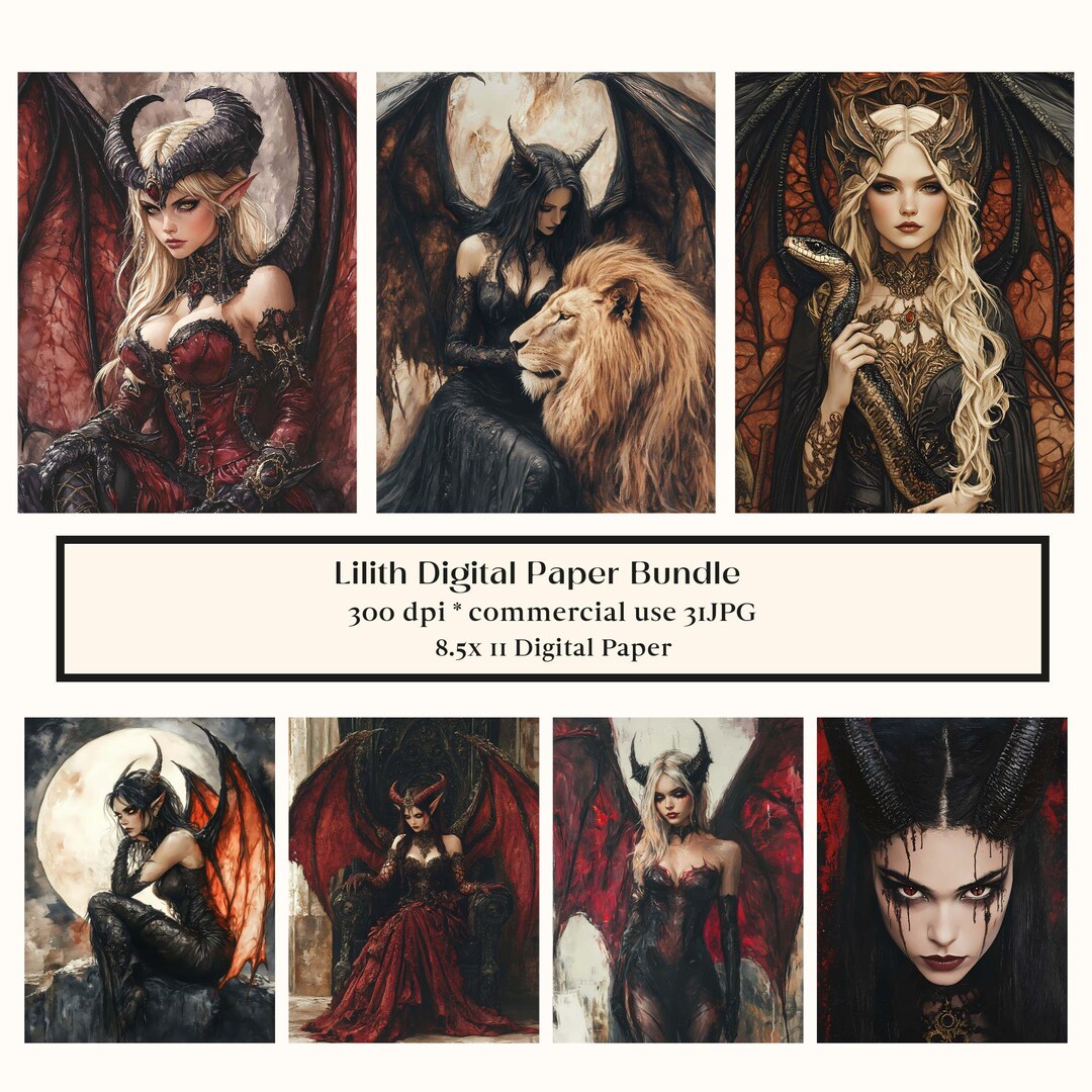 31 Lilith Digital Paper, Celestial Dark Goddess, Book of Shadows ...