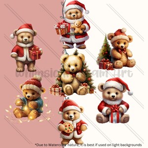 25 Watercolor Christmas Teddy Bear Clipart, Christmas Cards, Winter ...