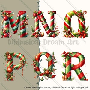 Christmas Clipart Decorative Letters, Commercial Use Digital Art ...