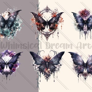 28 Gothic Butterflies and Moth Clipart - Dark Fantasy Clip Art Graphics ...