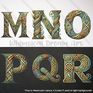 Celtic Clipart Decorative Letters, Uppercase Alphabet Set, Clipart Png ...