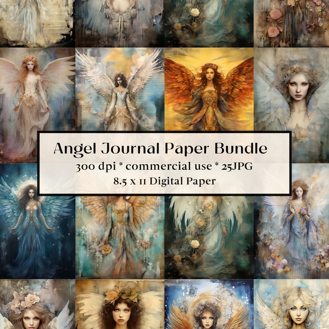 25 Angel Digital Paper, Heavenly Angel ,paper, File Folders, Pockets ...