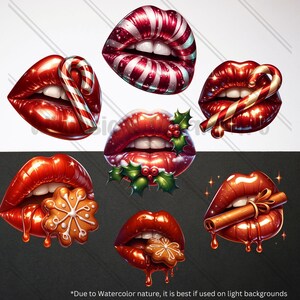 25 Christmas Lips Clipart Bundle, Festive Lips Sublimation Designs for ...