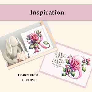 Pink Rose Clipart Decorative Letters, Uppercase Alphabet Set ...