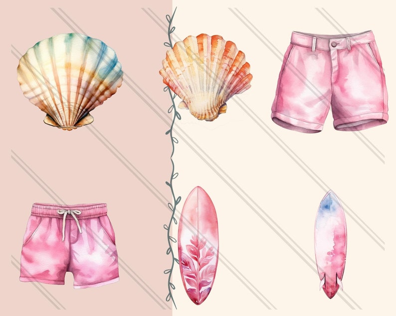 42 Pink Beach Bundle Ocean Travel Digital Beach Clipart - Etsy