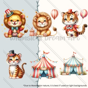 42 Cute Circus Watercolor Clipart, Circus Invitation, Elephant, Tiger ...
