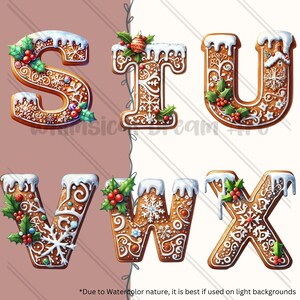 Christmas Gingerbread Clipart Decorative Letters, Commercial Use ...