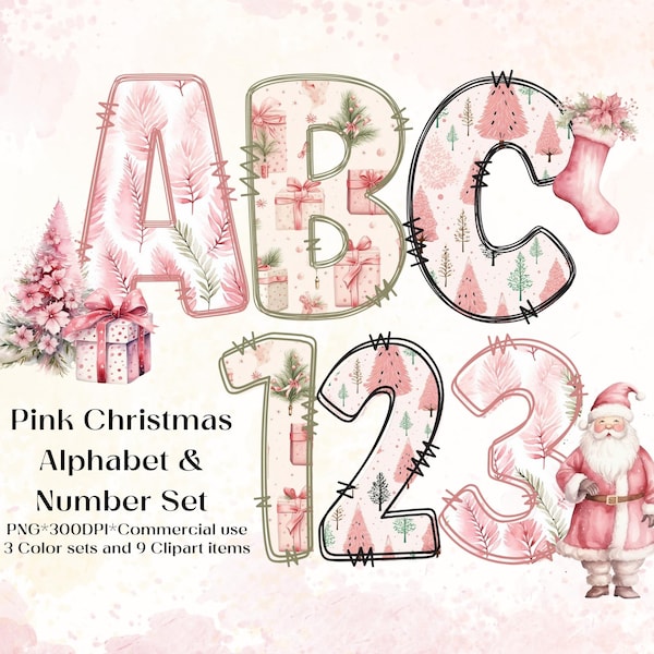 Christmas Alpha Clipart - Etsy