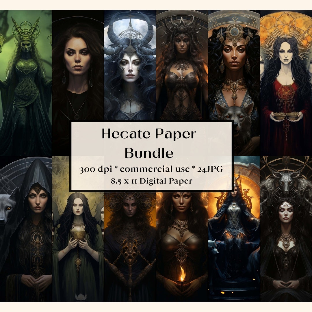 24 Hecate Digital Paper, Celestial Dark Goddess, JPG for Book of ...