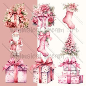 3 Sets of Pink Christmas Clipart Decorative Letters & Numbers ...