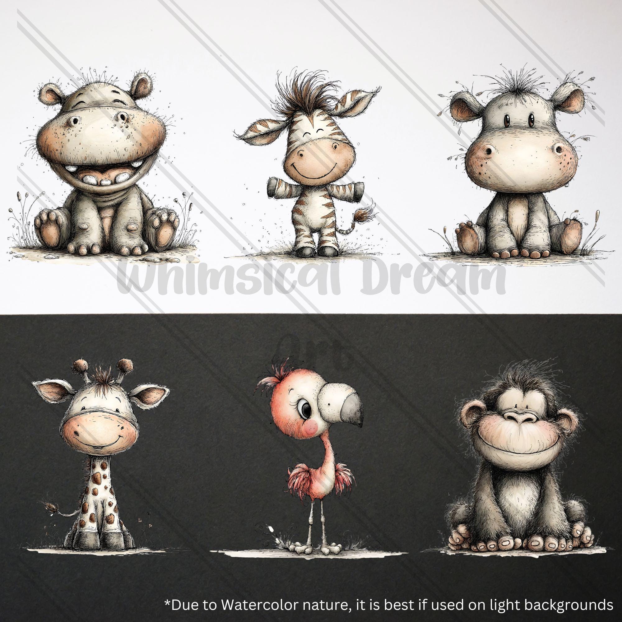 35 PNG Safari Jungle Animals Clipart, Zoo Wild Animals, Whimsical Pet ...