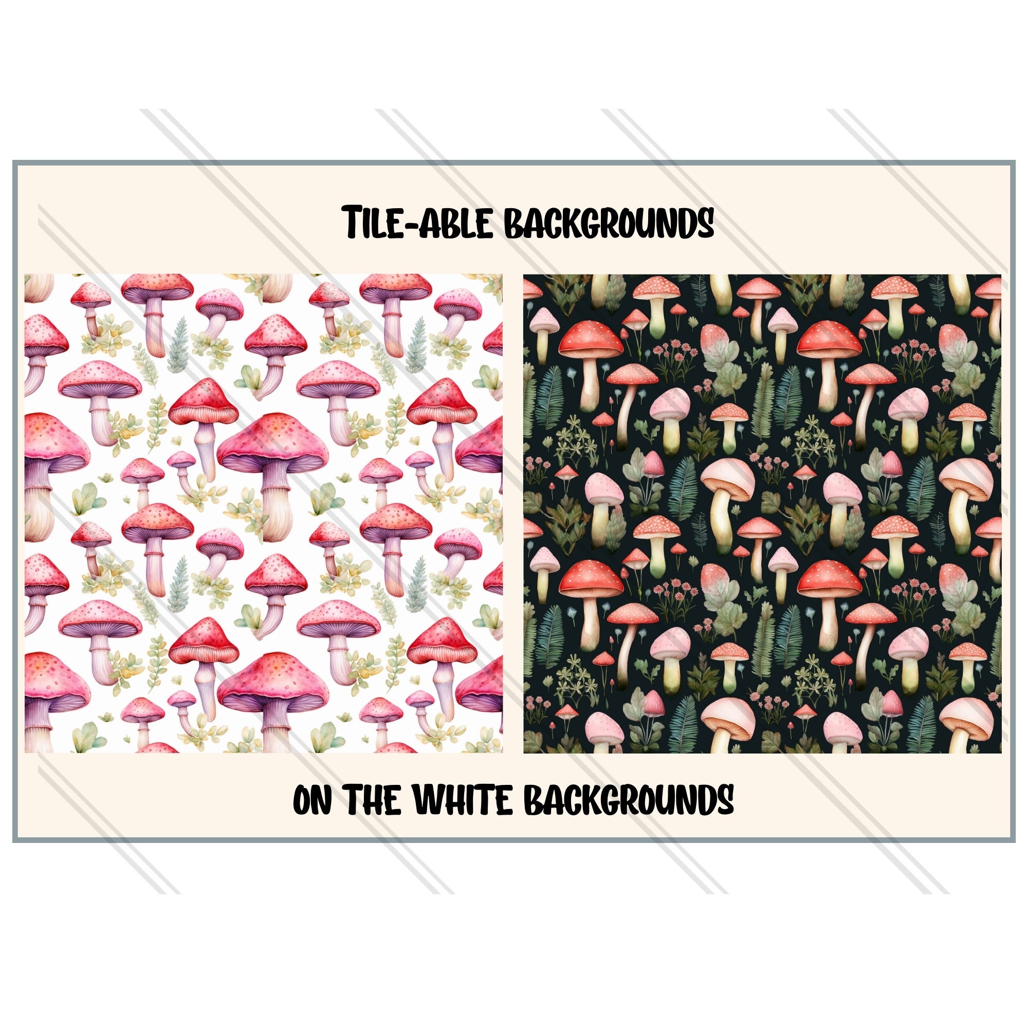 30 Watercolor Mushroom Digital Paper, Seamless Woodland Forest ...