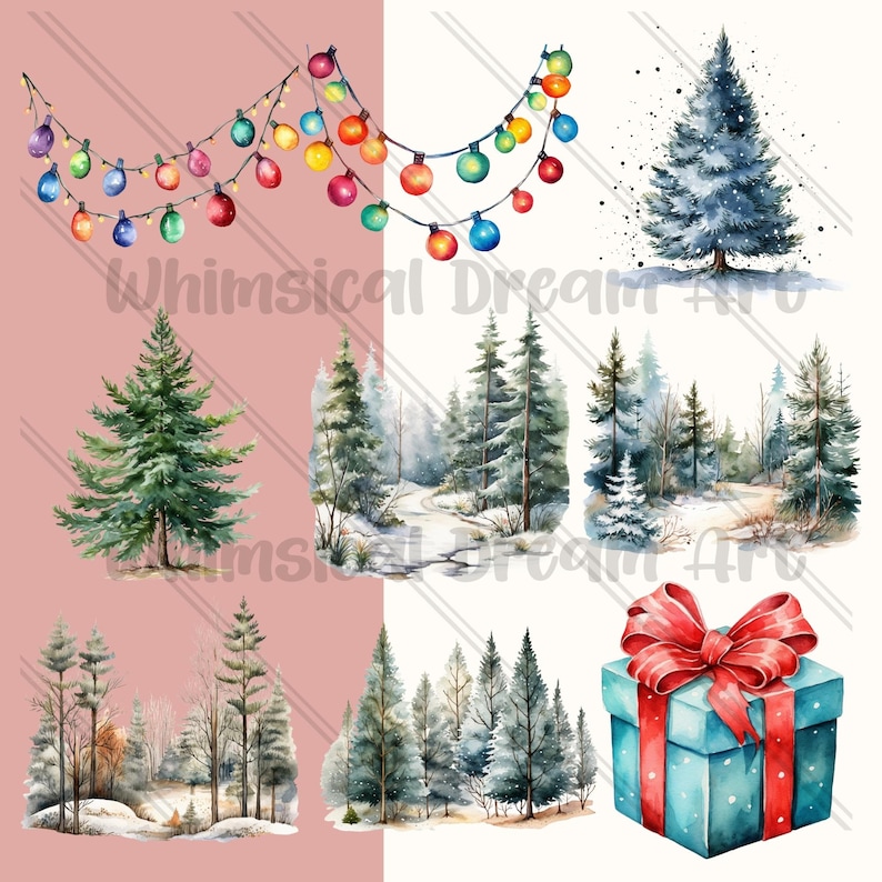 46 Christmas Woodland Animals Clipart Watercolor Bundle, Commercial Use ...