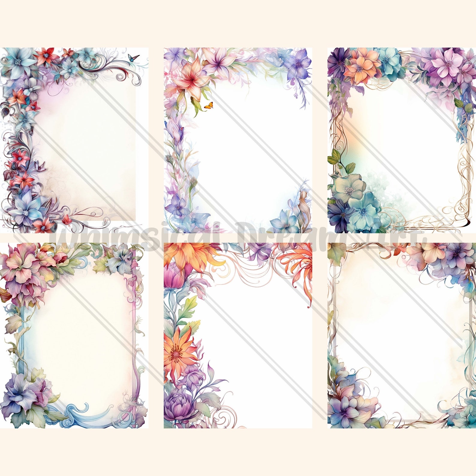 24 Flower Journal Digital Paper, Fantasy Background, Enchanted ...