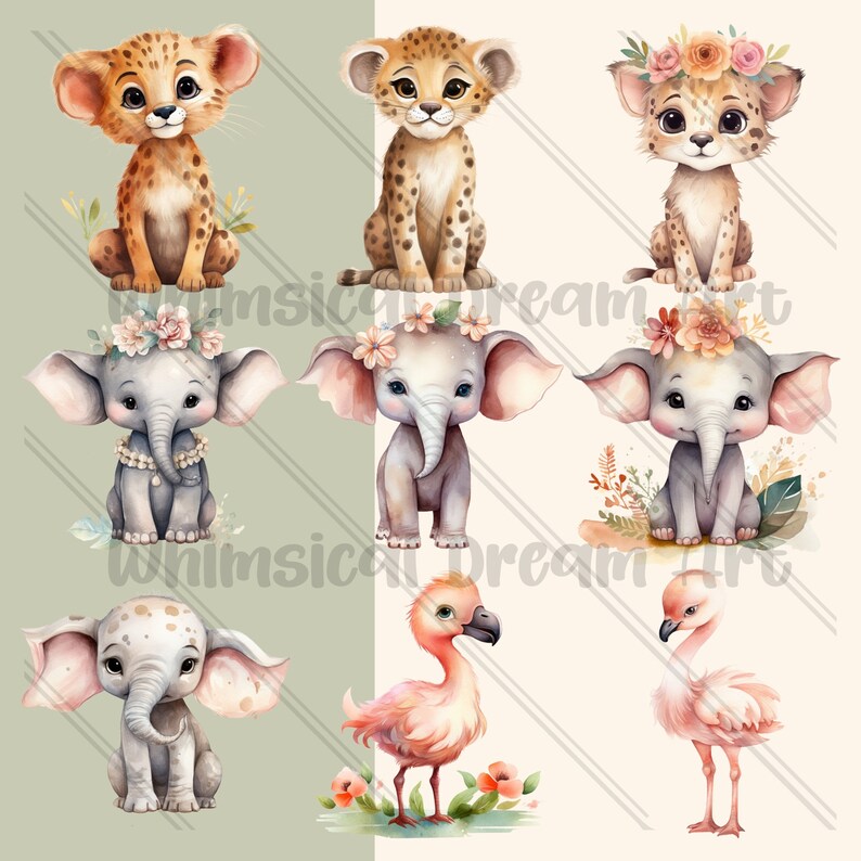 53 Boho Safari Animals Clipart Watercolor Bundle Jungle - Etsy
