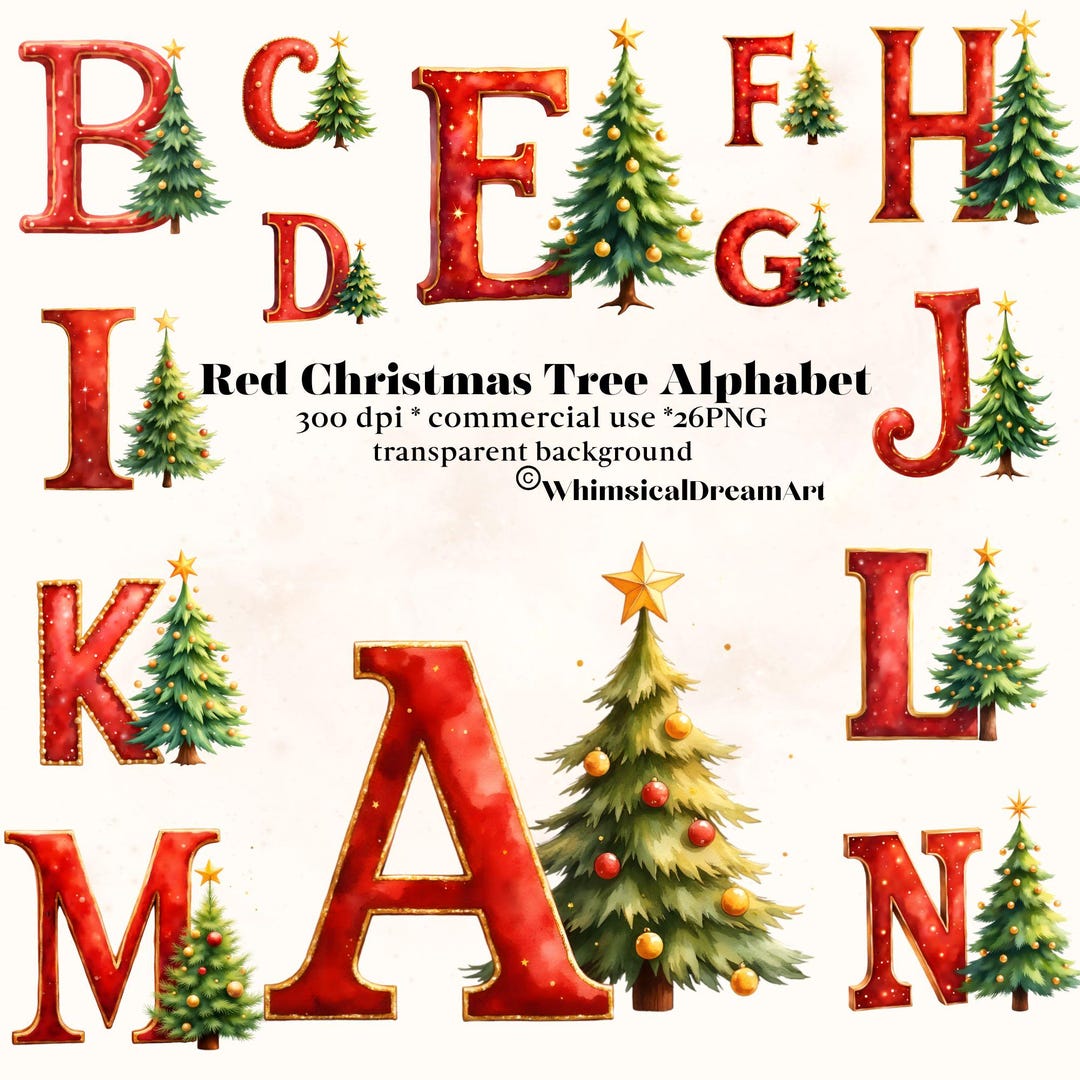 Christmas Alphabet PNG Santa Hat Initial Letters Retro Red Monogram ...