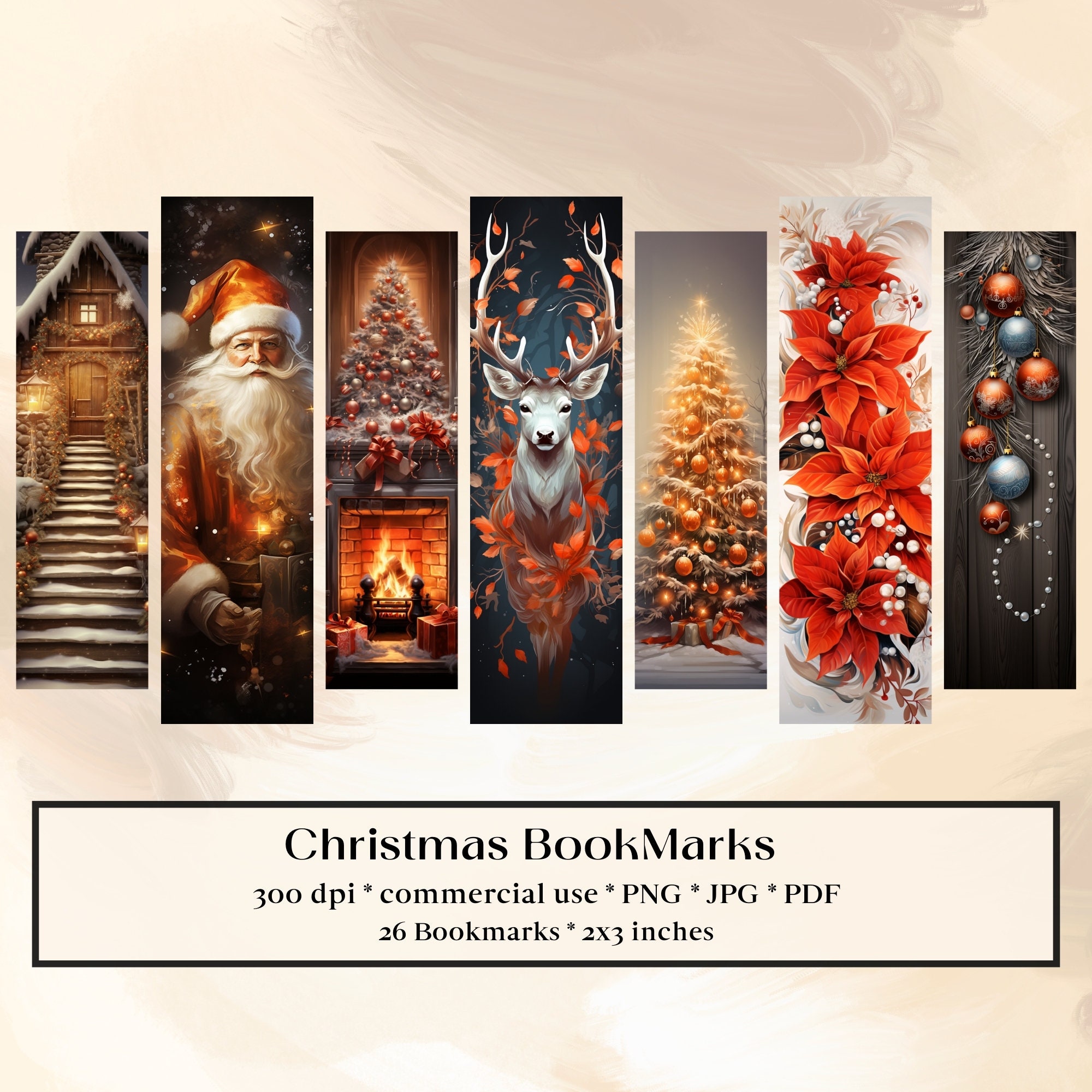 26 Christmas Bookmark Designs, Printable Bookmarks Digital Download ...