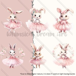 29 Watercolor Ballerina Bunny Clipart, Ballet Bunnies in Tutu Dress ...