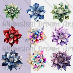 43 PNG Watercolor Royal Flowers Clipart, Fantasy Floral Clip Art ...