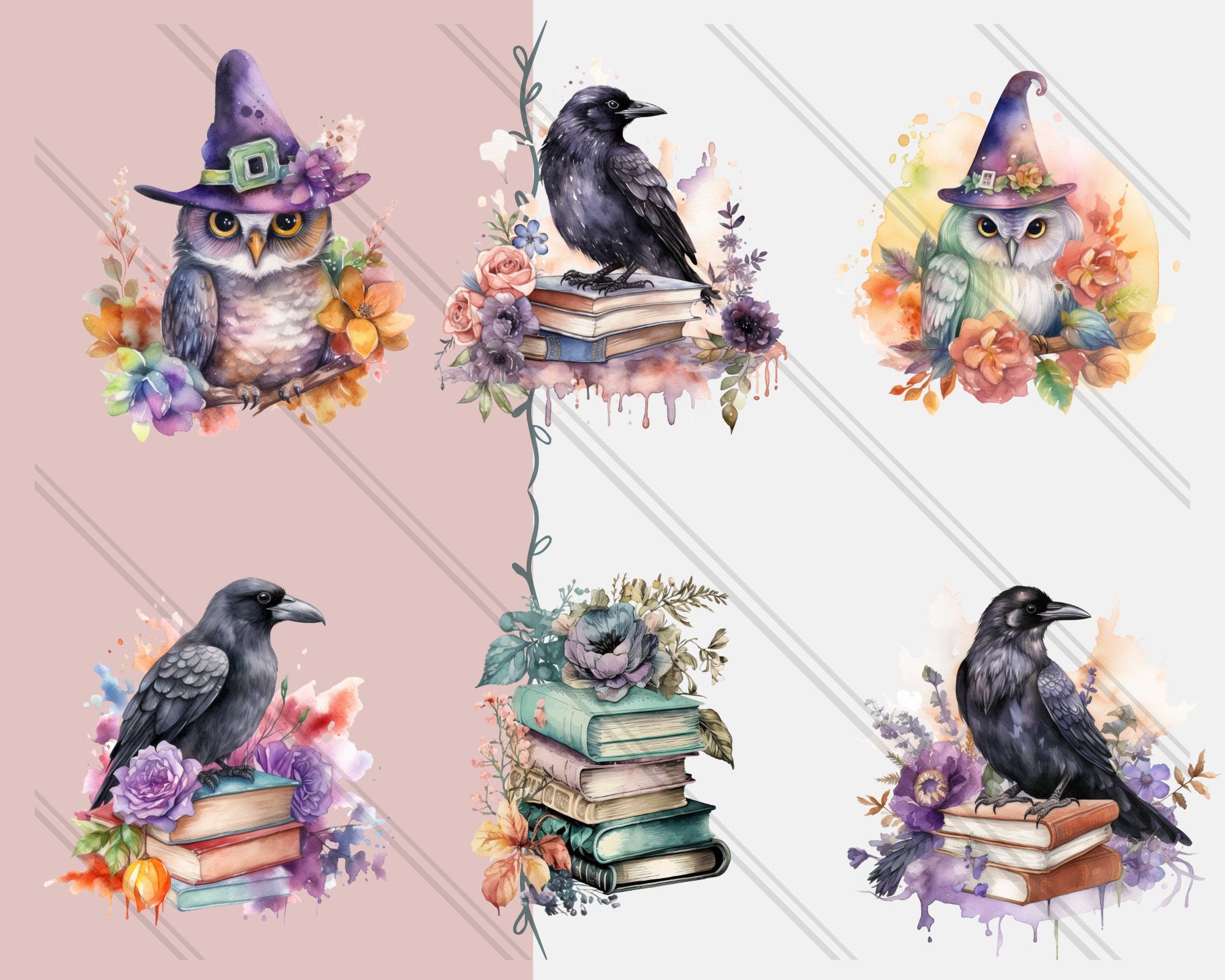 30 PNG Watercolor Pastel Witch Clipart Bundle Pastel - Etsy