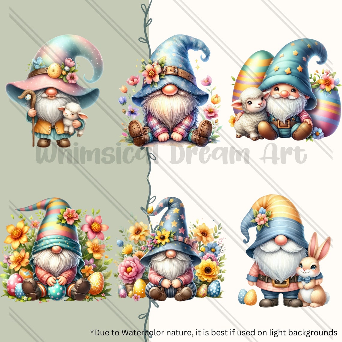 29 Watercolor Easter Gnomes Clipart Bundle, Garden Flower Clipart ...