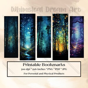 27 Starry Forest Bookmark Designs, Printable Bookmarks Digital Download ...