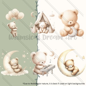 27 Watercolor Beige Teddy Bear Clipart, Neutral Baby Shower Clipart ...