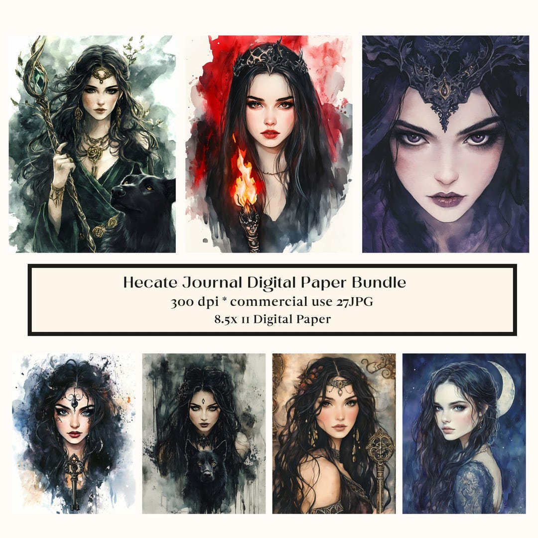27 Hecate Digital Paper, Celestial Dark Goddess, JPG for Book of ...