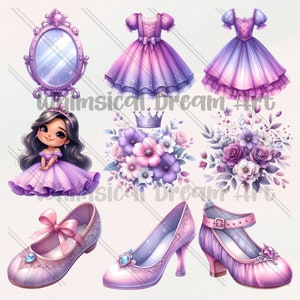 46 Cute Princess Watercolor Clipart, Little Princess Bundle, Horse PNG ...