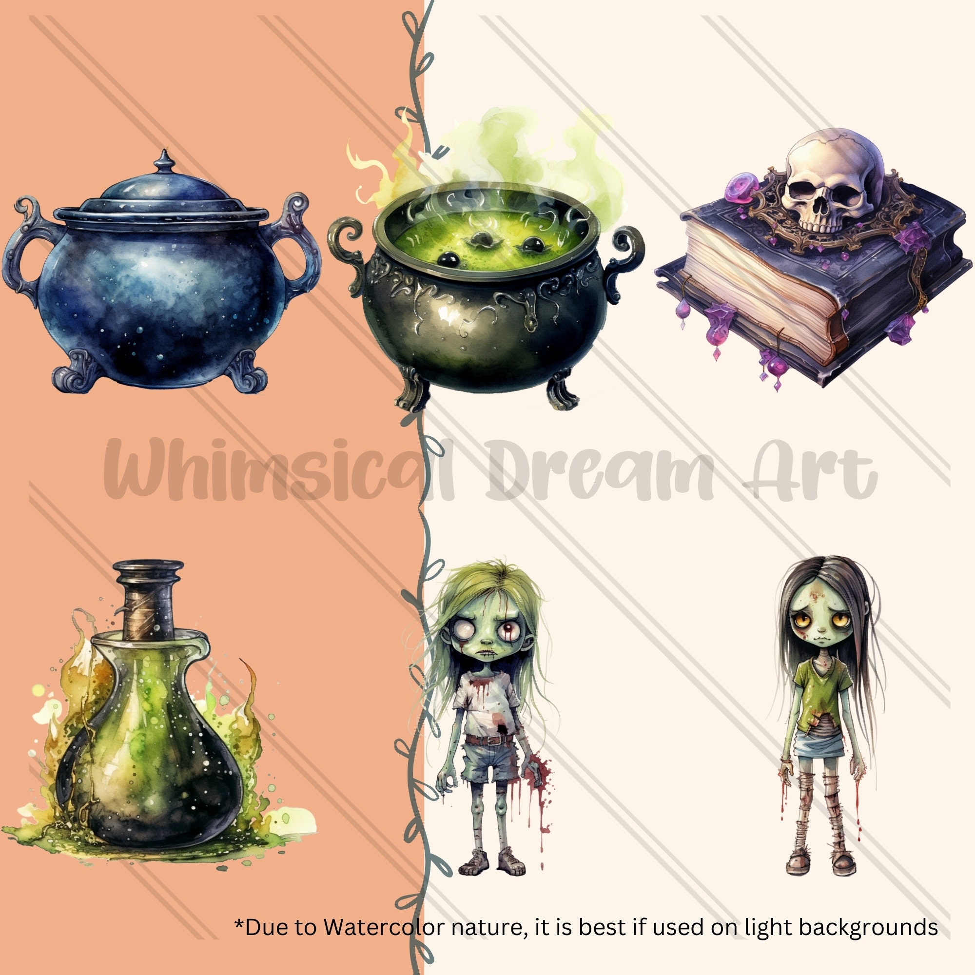 30 Whimsical Halloween Clip Art Pack Spooky Clipart PNG - Etsy