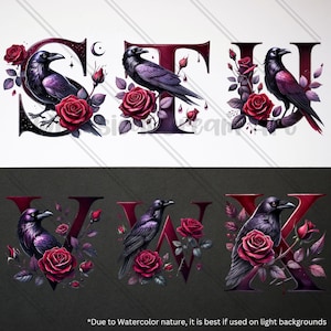 Dark Raven Clipart Decorative Letters, Uppercase Alphabet Set, Clipart ...