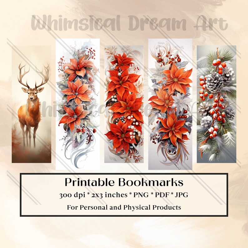 26 Christmas Bookmark Designs, Printable Bookmarks Digital Download ...