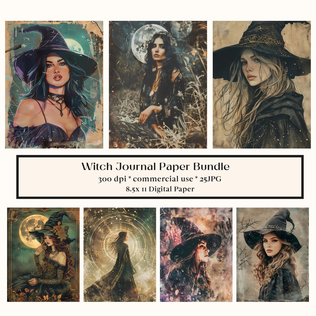 28 Witch Digital Paper, Pagan Background, Fantasy Collage Printable ...