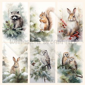26 Winter Woodland Digital Paper, Watercolor Forest Printable Pages ...