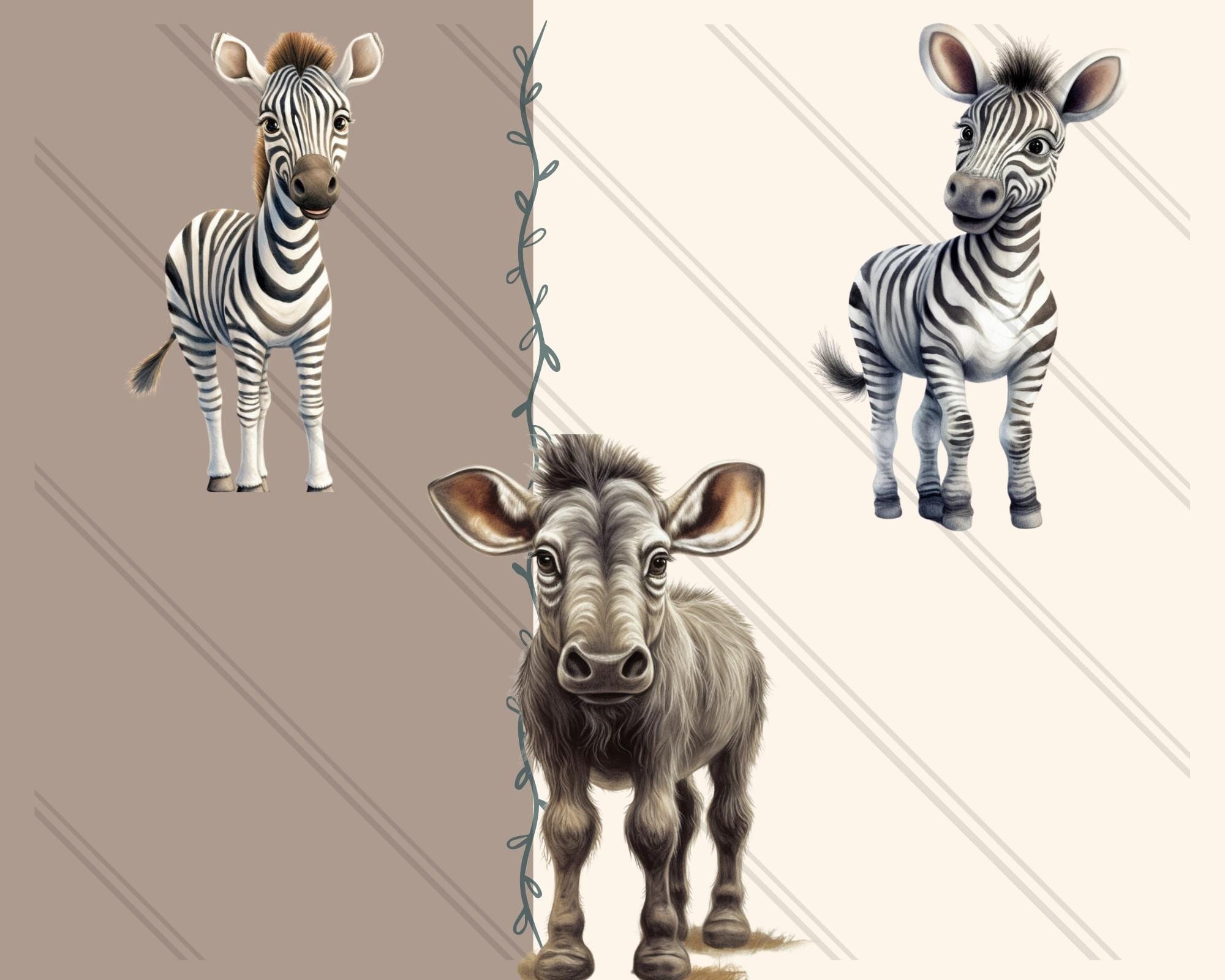 48 Cute Baby Animals Clipart Watercolor Bundle, Jungle Safari PNG ...