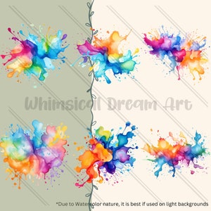 24 Paint Splatter Clipart, Watercolor Color Splash Clipart PNG Paint ...