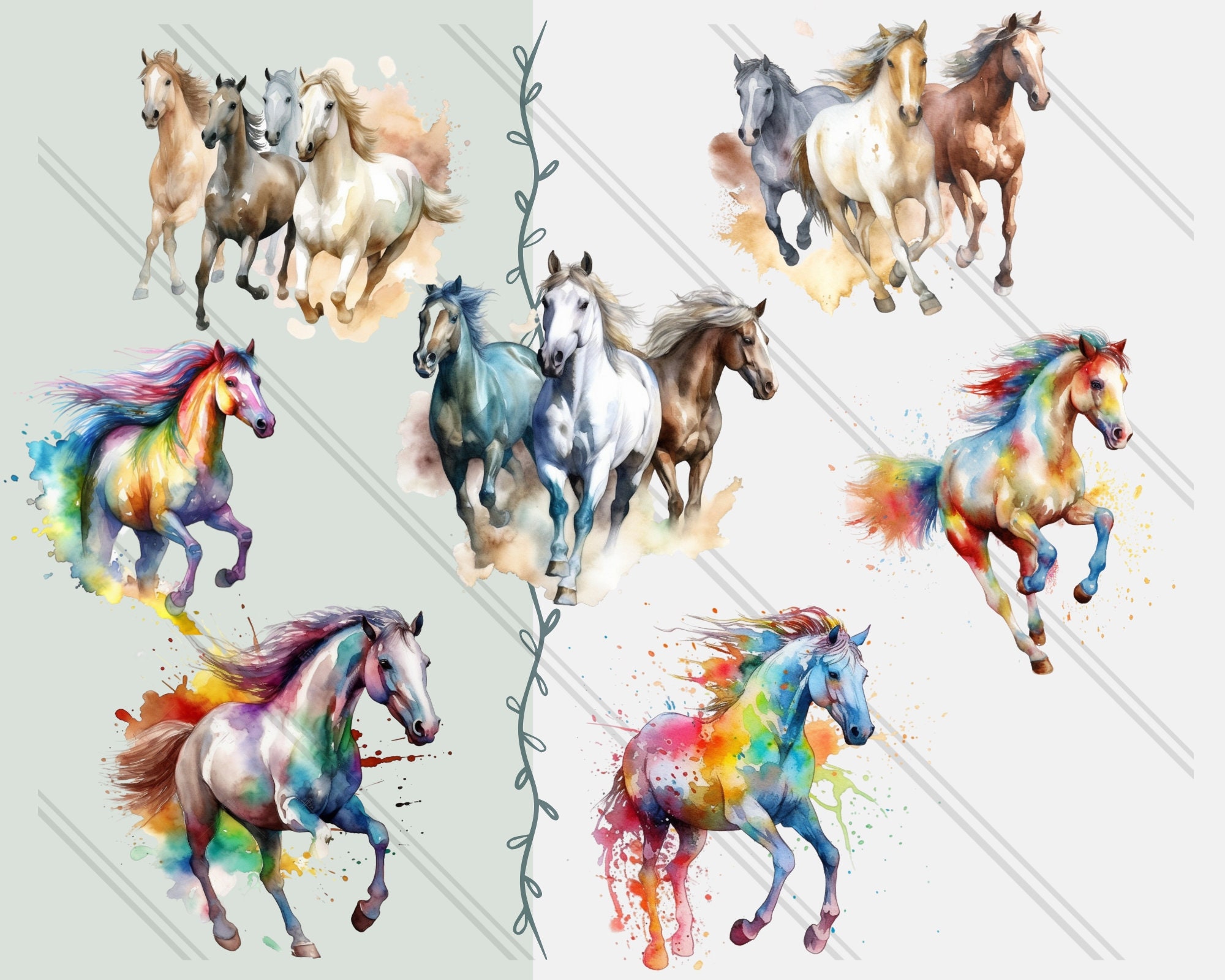 25 Horse PNG Collection Horse Clipart Set Watercolor Horse - Etsy
