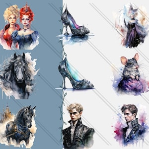 40 PNG Watercolour Gothic Cinderella Clipart, Watercolor, Cinderella ...