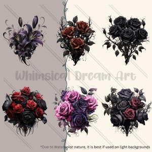 27 Watercolor Gothic Flower Clipart, Magical Gothic Flowers Clip Art ...