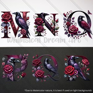 Dark Raven Clipart Decorative Letters, Uppercase Alphabet Set, Clipart ...