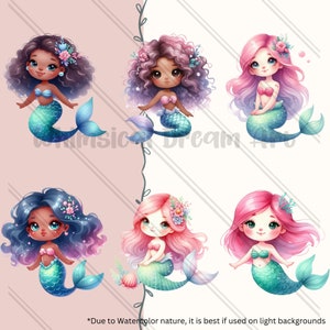 42 Cute Mermaid Watercolor Clipart, Dolphin Bundle, Watercolor Cute ...