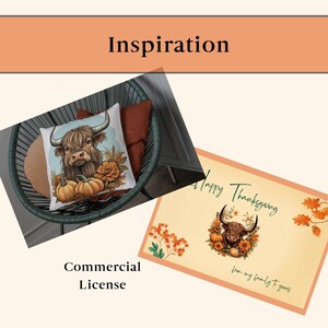 24 Watercolour Fall Highland Cow Clipart Bundle, Pumpkins, Autumn ...