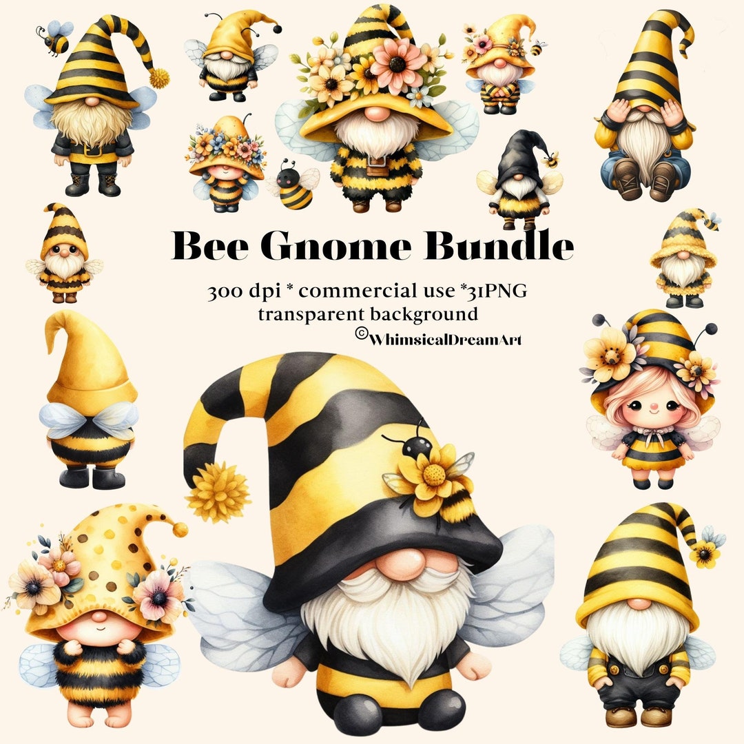 31 Bee Gnomes PNG Bundle Collection, Bumble Bee Gnomes Sublimation ...