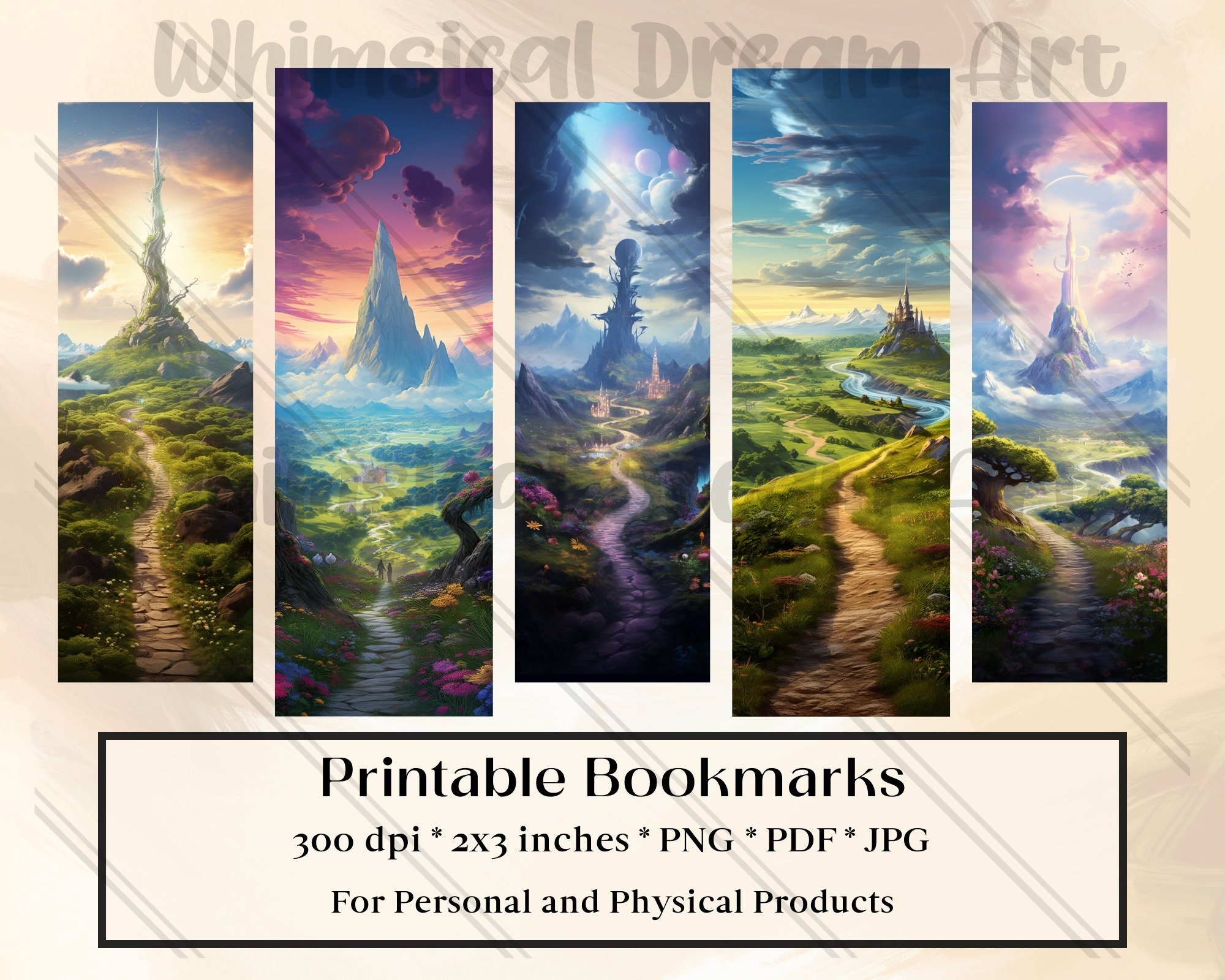 20 Fantasy Roads Bookmark Designs, Printable Bookmarks Digital Download ...
