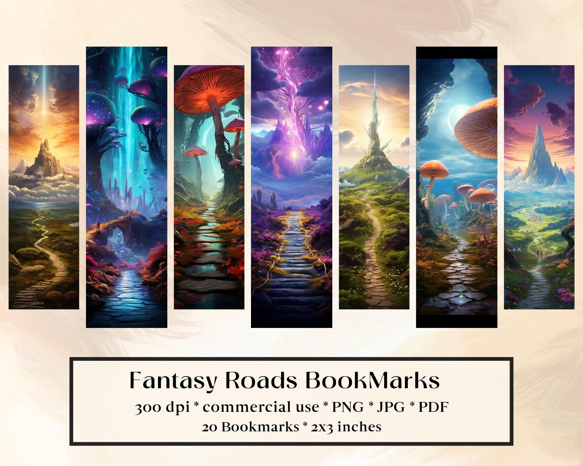20 Fantasy Roads Bookmark Designs, Printable Bookmarks Digital Download ...