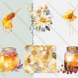 26 Watercolor Honey Bee Clipart, Spring Garden Bee and Honey Drips Clip ...