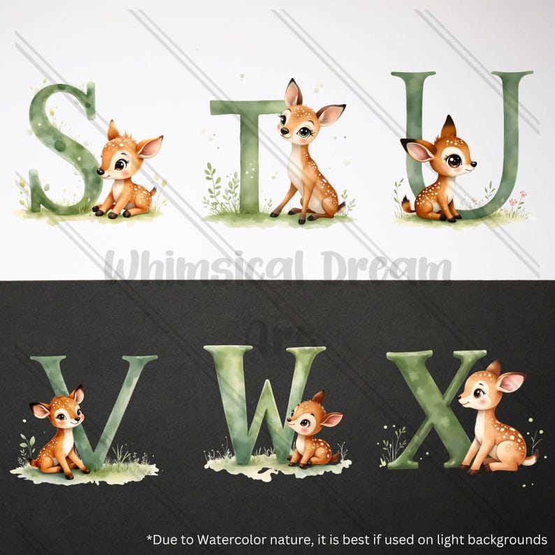 Sage Green Deer Nursery Alphabet PNG, Monogram Deer Sublimation, 26 ...