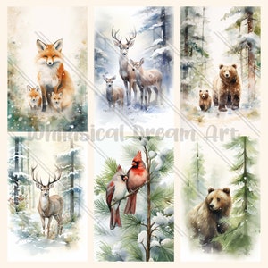 26 Winter Woodland Digital Paper, Watercolor Forest Printable Pages ...