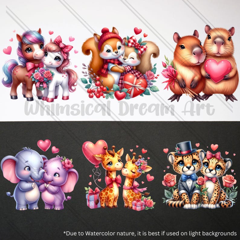 24 Valentine Animal Couple Clipart, Aby Animals, Romantic Clip Art ...