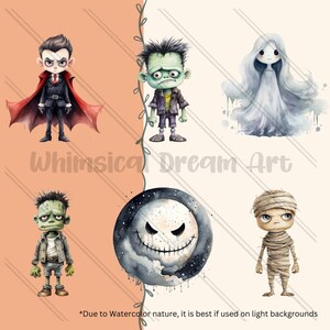 30 Whimsical Halloween Clip Art Pack, Spooky Clipart PNG, Mummy, Witch ...